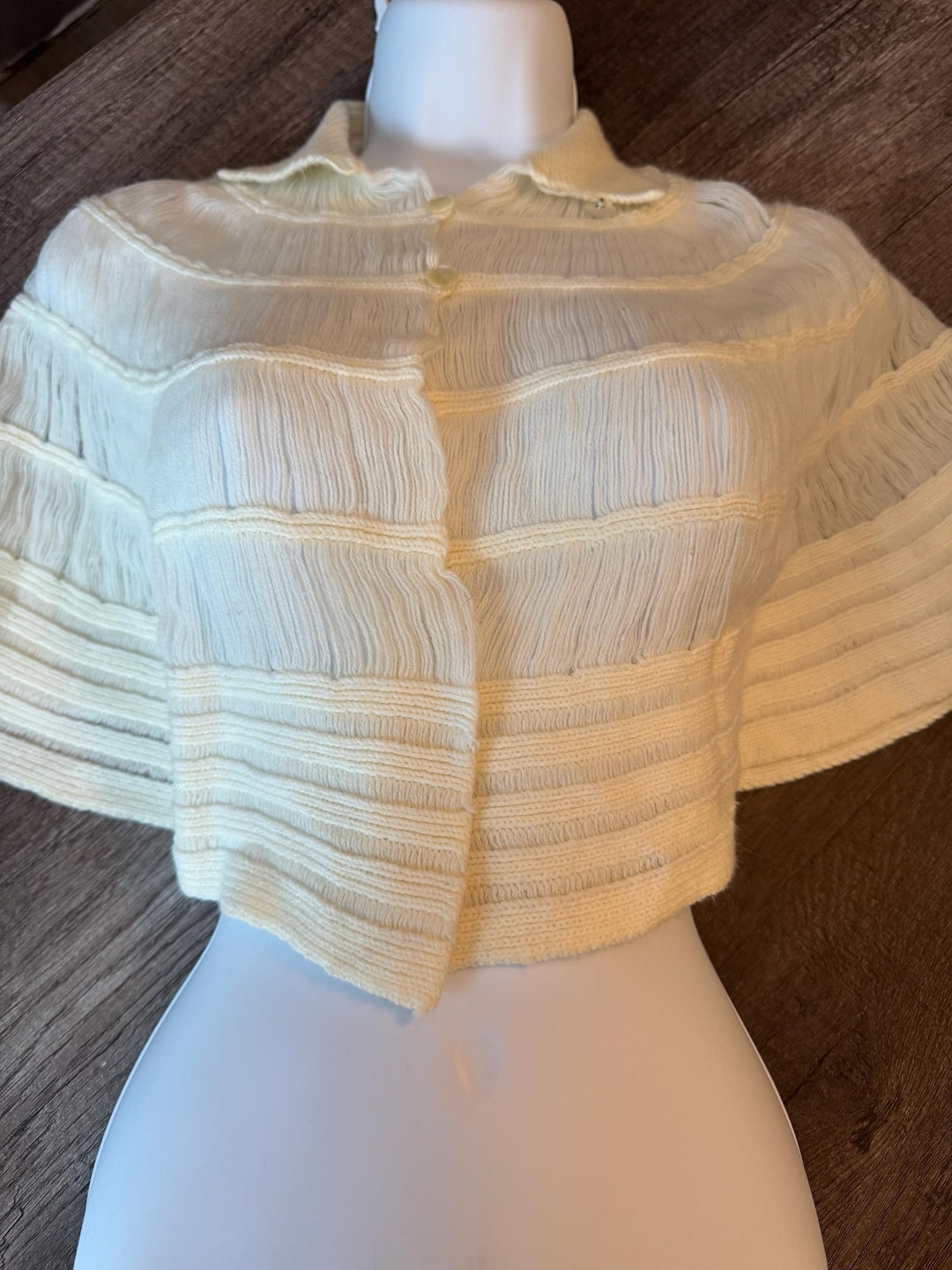 Vintage Jr. Youth Delicate Knit Sheer Caplet Cape Shawl Bolero. off ...