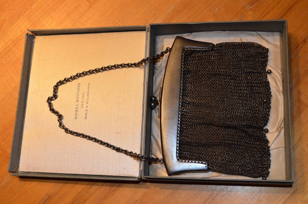 Antique Gunmetal Purse. Art Deco Gimbel Brothers Mesh Purse With ...