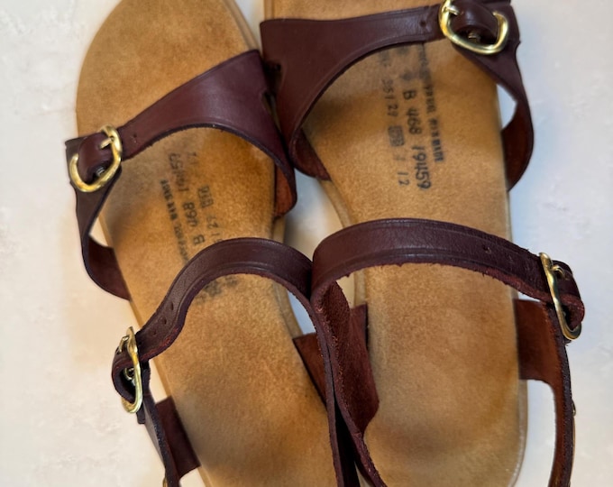 Vintage Leather Strappy Sandals: 1980s Style - Size 9B - Etsy