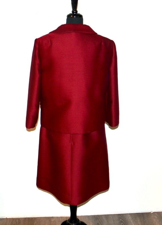 1960s 70s ruby red silk dress and blazer. Rhinestone … - Gem