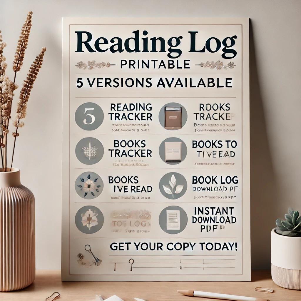 Reading Log Printable, 5 Versions,reading Tracker, Books to Read, Books ...