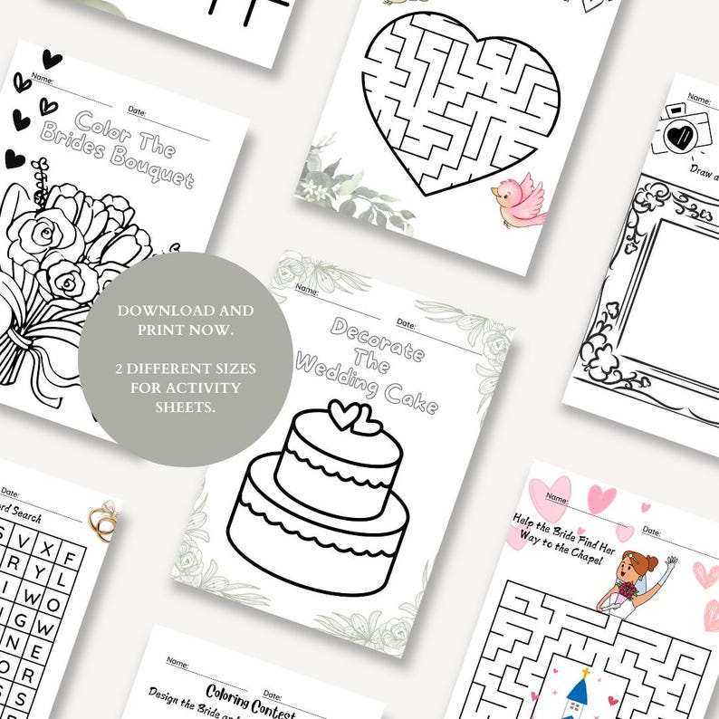 Kids Wedding Activity Books | Printable Activity Kits | Children's ...