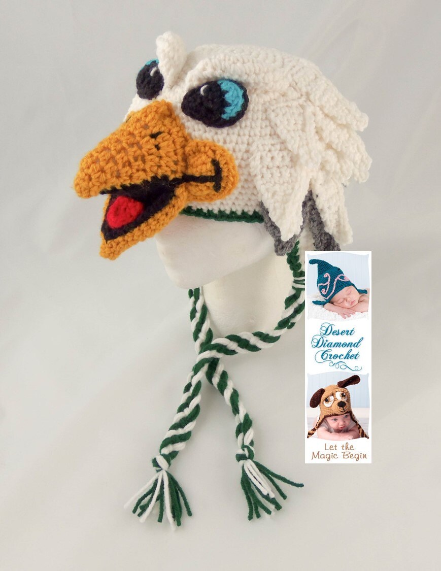 Crochet Pattern 095 - Swoop the Philadelphia Eagle Hat - All Sizes - Etsy