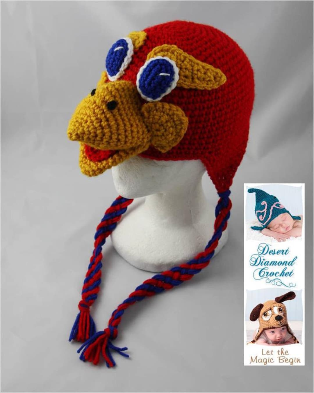 Crochet Pattern 049 - Jayhawk Mascot Hat - All Sizes - Etsy