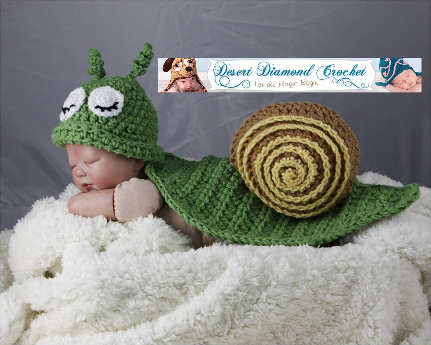 Crochet Pattern 031 - Snail / Slug Animal Cape Newborn Photography Prop ...