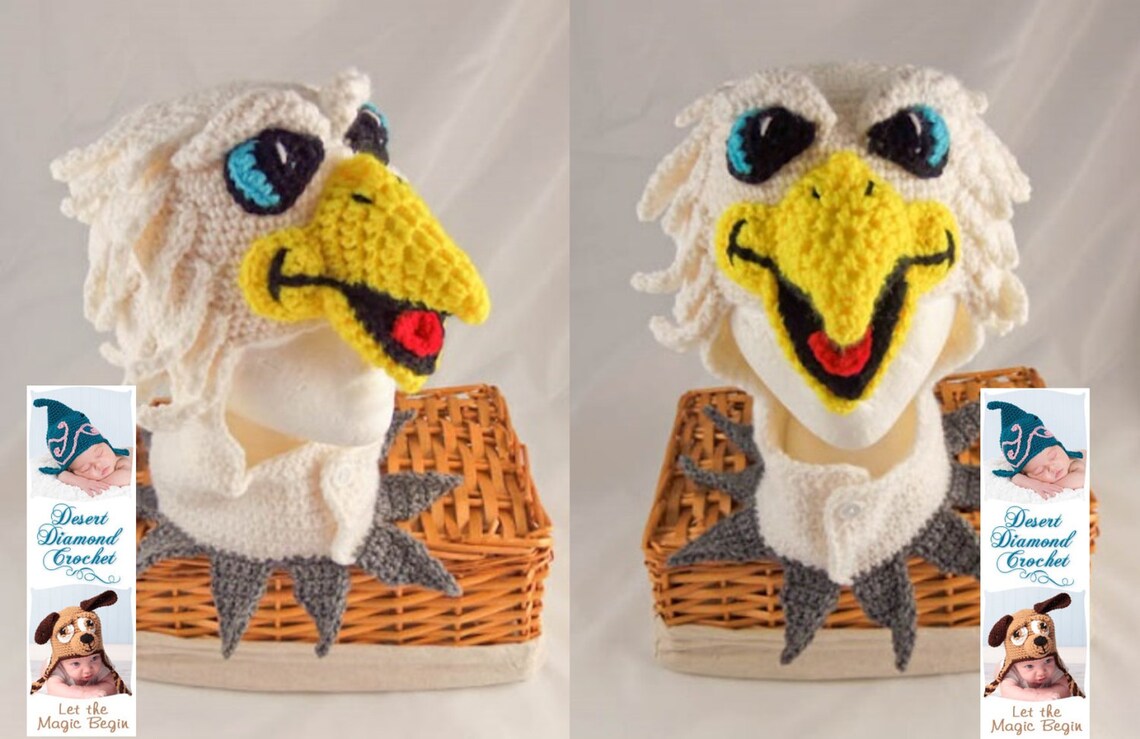 Crochet Pattern 096 - Swoop the Philadelphia Eagle Hat #2 - All Sizes ...