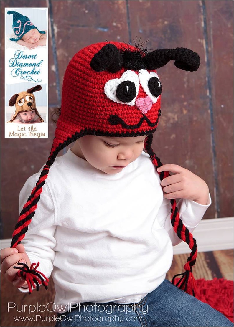 Crochet Pattern 053 Valentine Love Bug Earflap Hat All - Etsy