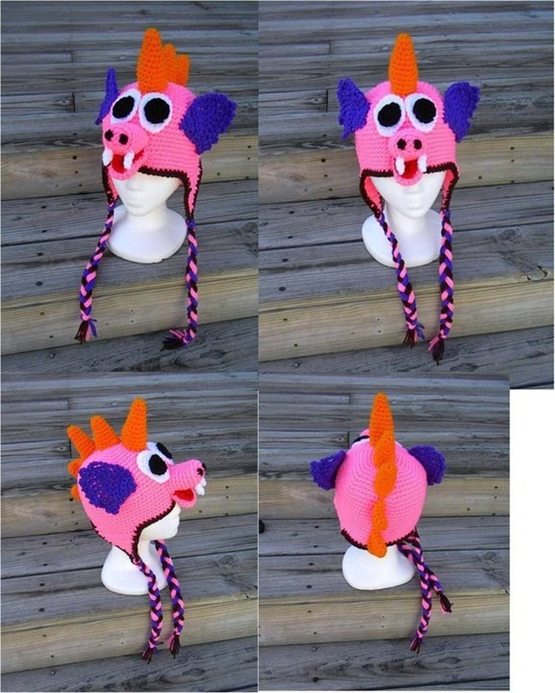 Crochet Pattern 008 - Dragon Earflap Beanie Hat - All Sizes - Etsy