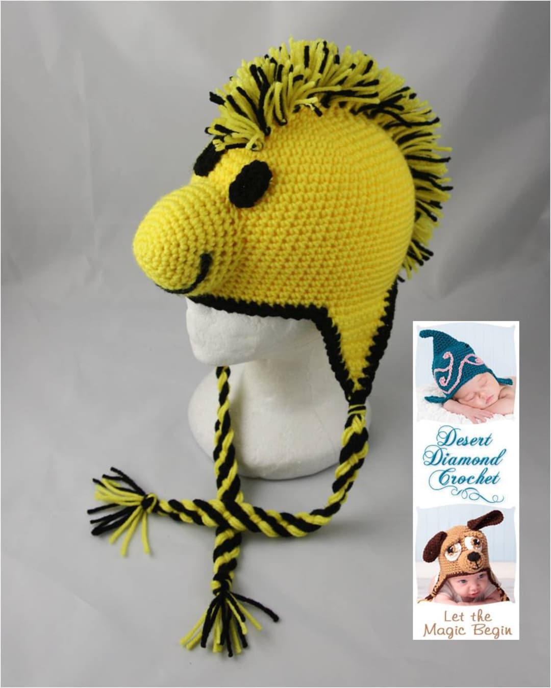 Crochet Pattern 046- Yellow Bird Beanie Hat - All Sizes - Etsy