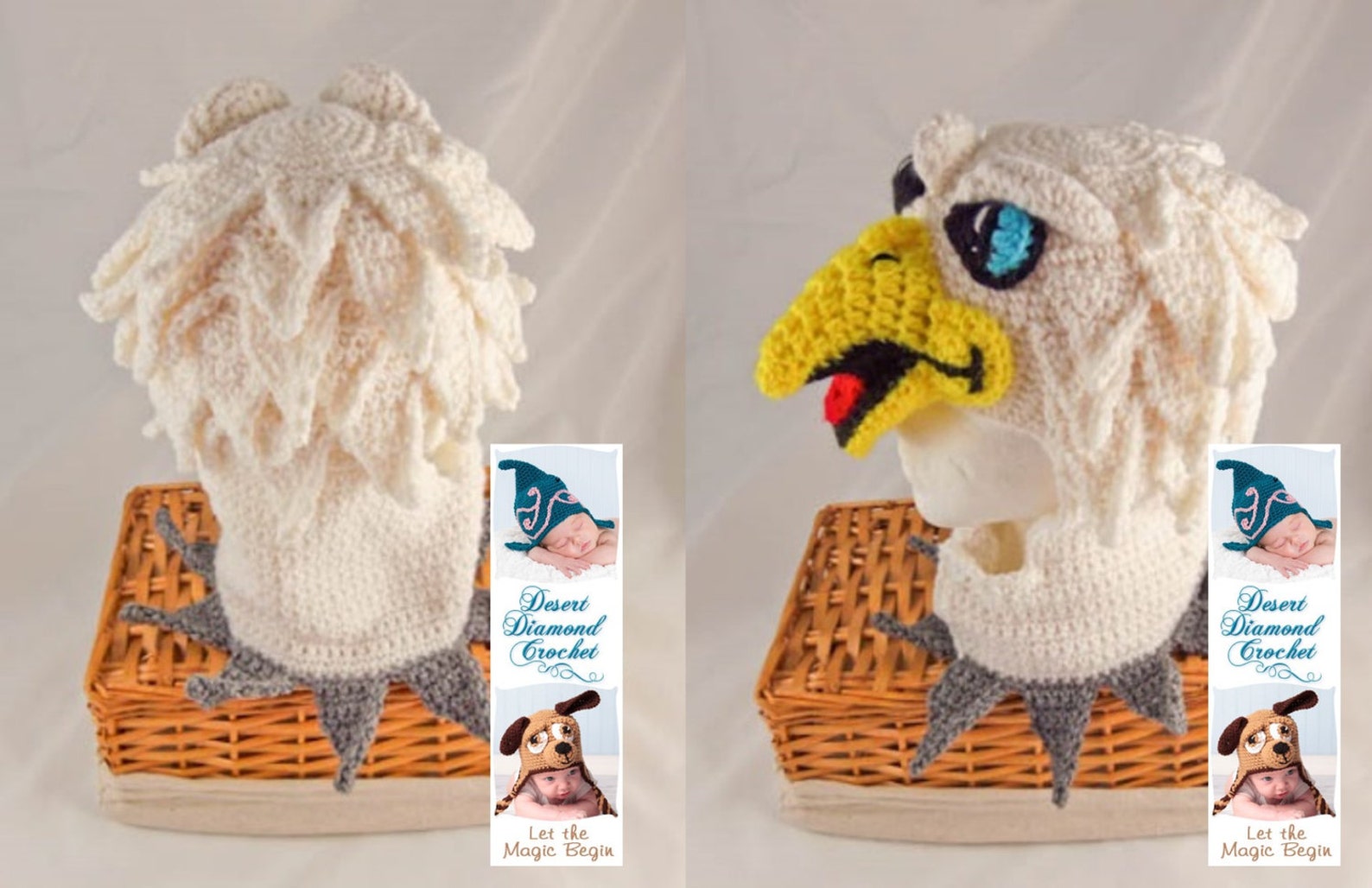 Crochet Pattern 096 - Swoop the Philadelphia Eagle Hat #2 - All Sizes ...