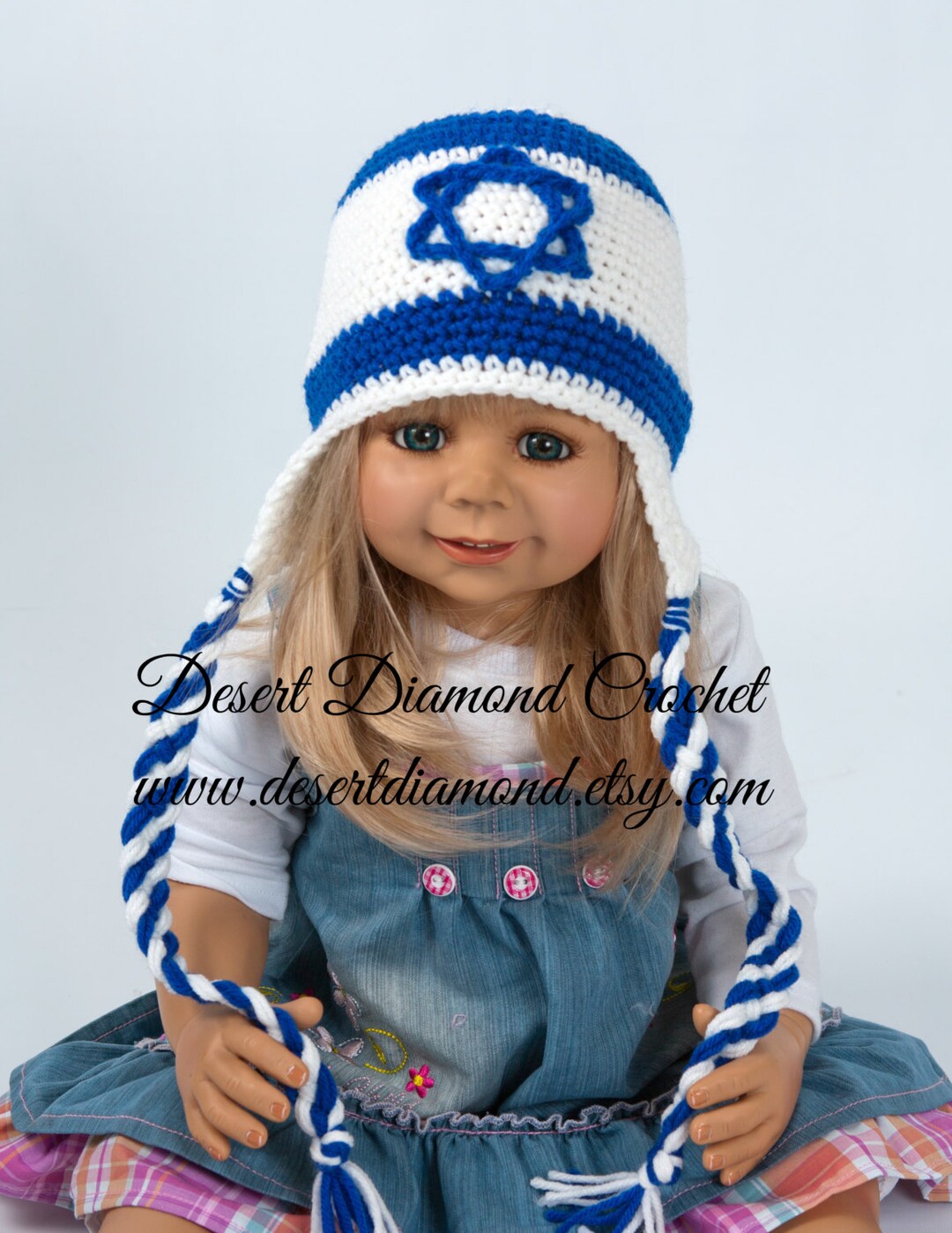 Crochet Pattern 104 - Israel Flag - Star of David Beanie Hat - All ...