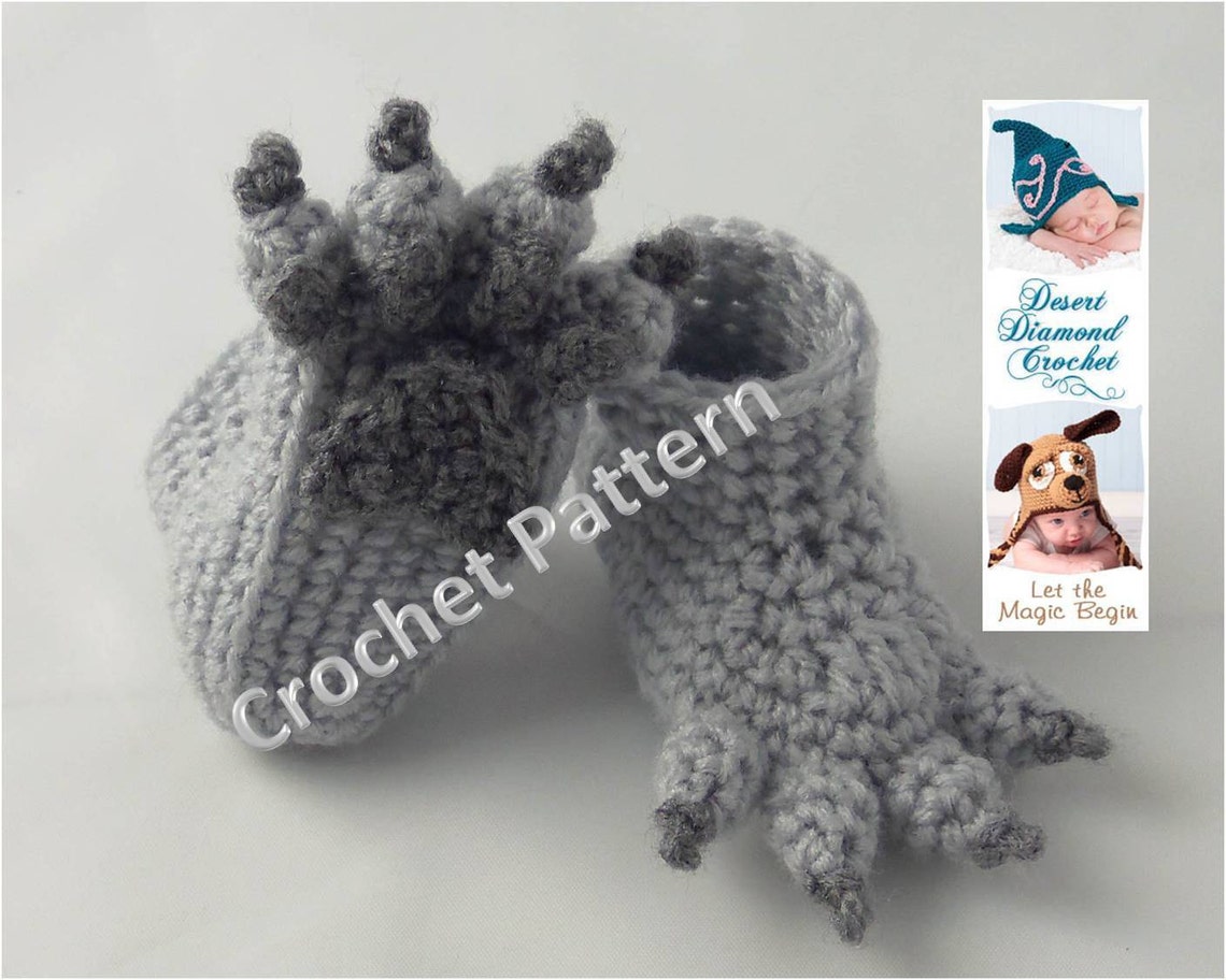 Crochet Pattern 074 - Wolf Paw Baby Booties - 5 Sizes - Etsy
