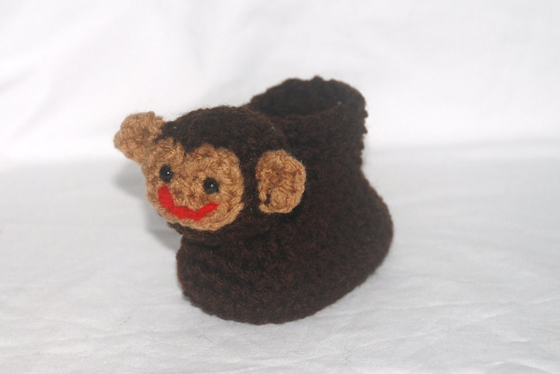 Crochet Pattern 019 - Monkey Baby Booties - 3 Sizes - Etsy