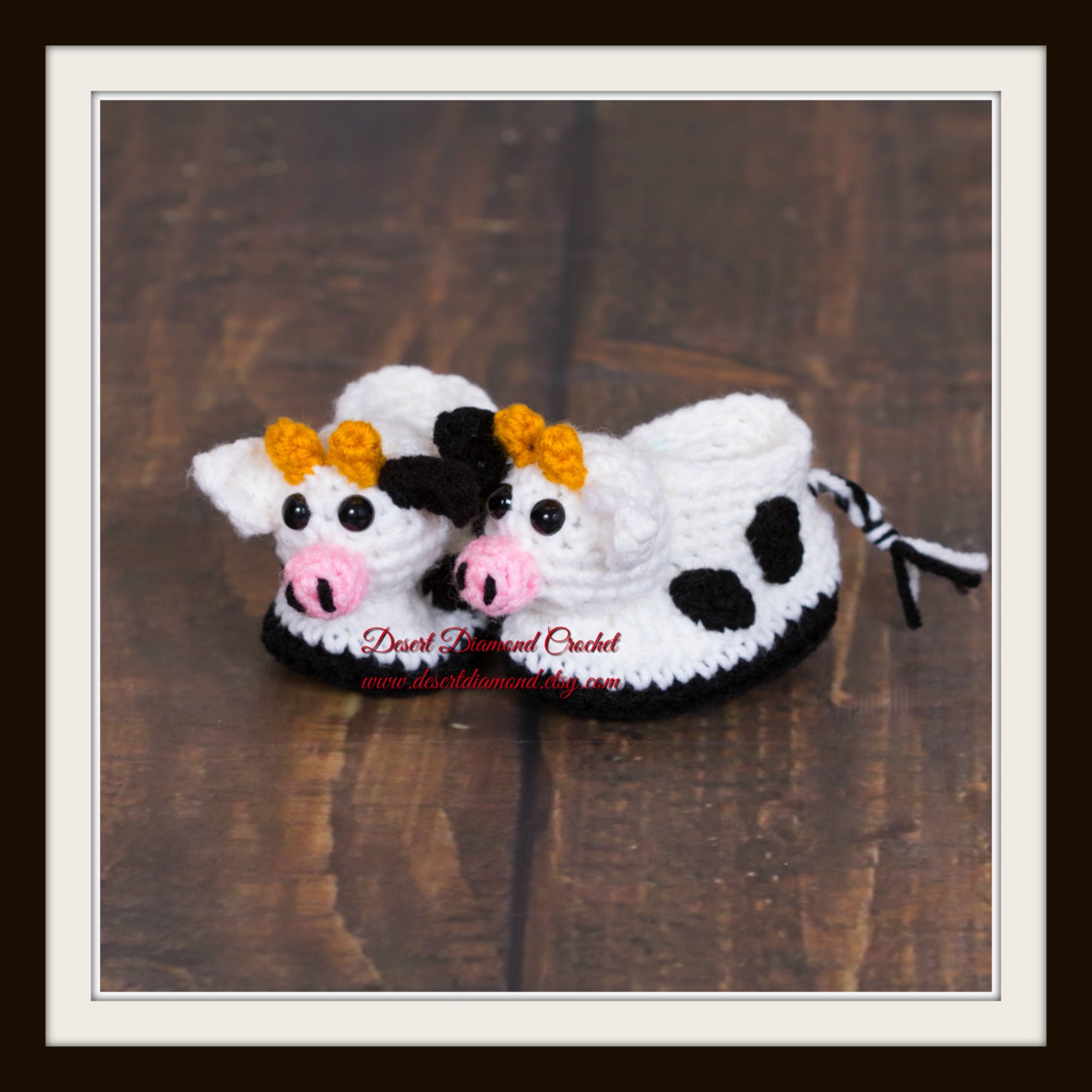 Crochet Pattern 117 - Dairy Cow Baby Booties - 5 Sizes - Etsy