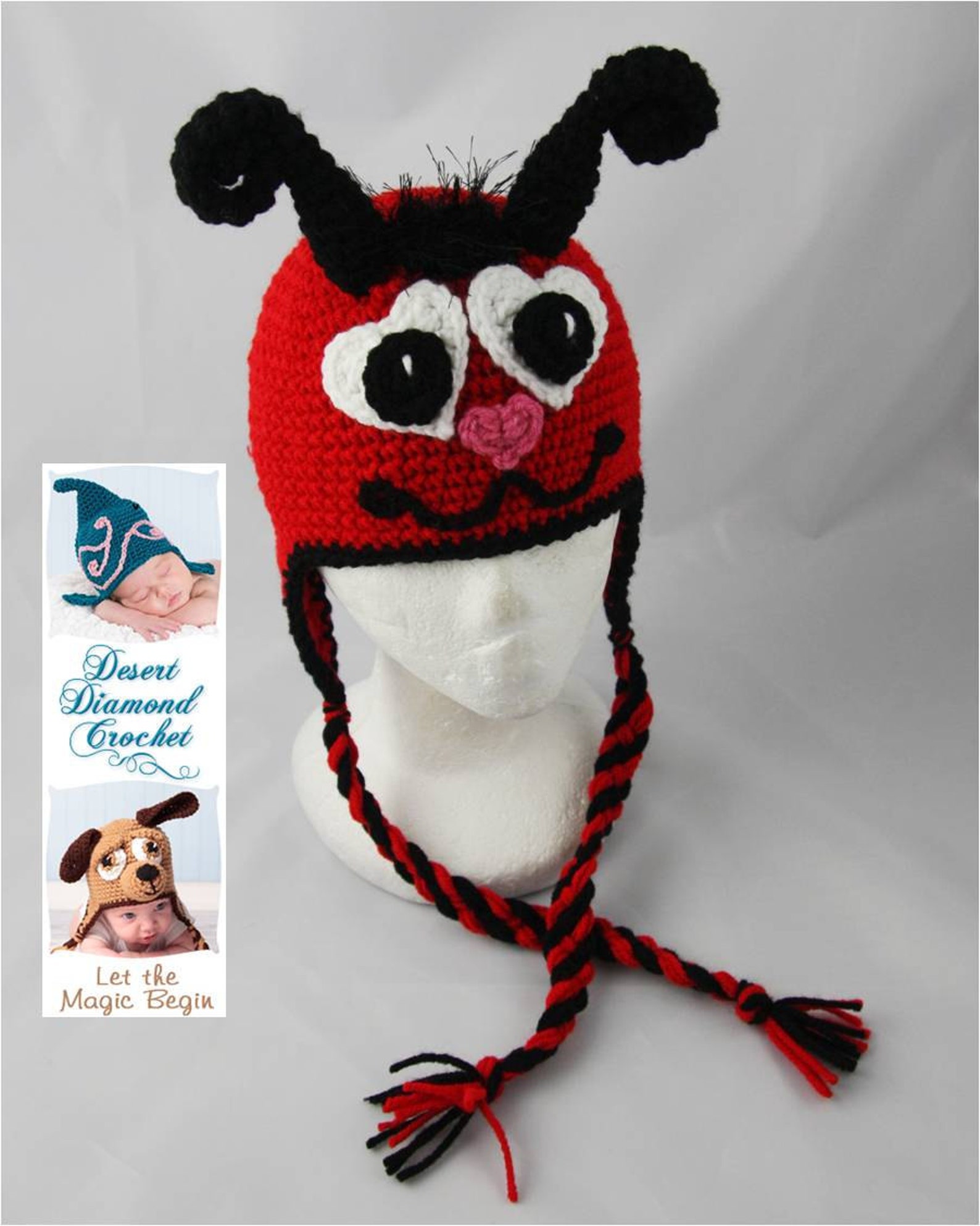 Crochet Pattern 053 Valentine Love Bug Earflap Hat All - Etsy