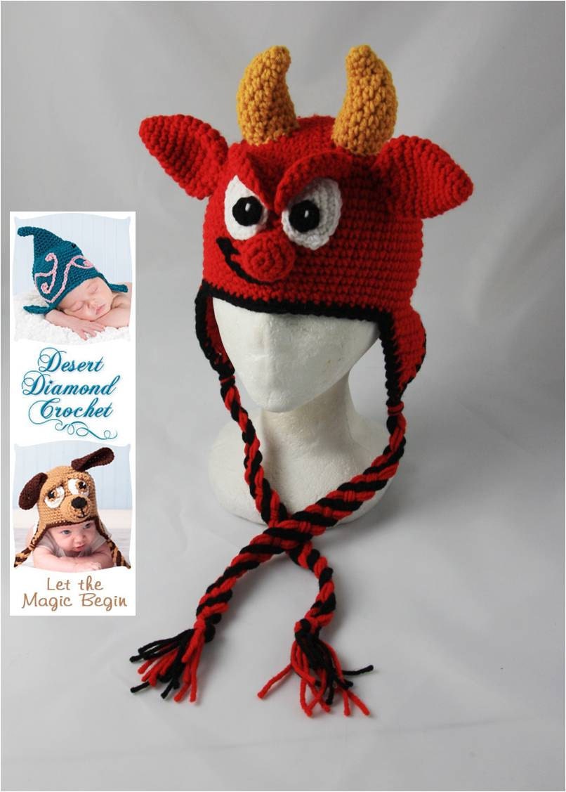 Crochet Pattern 054 Lil' Devil Earflap Hat All Sizes - Etsy