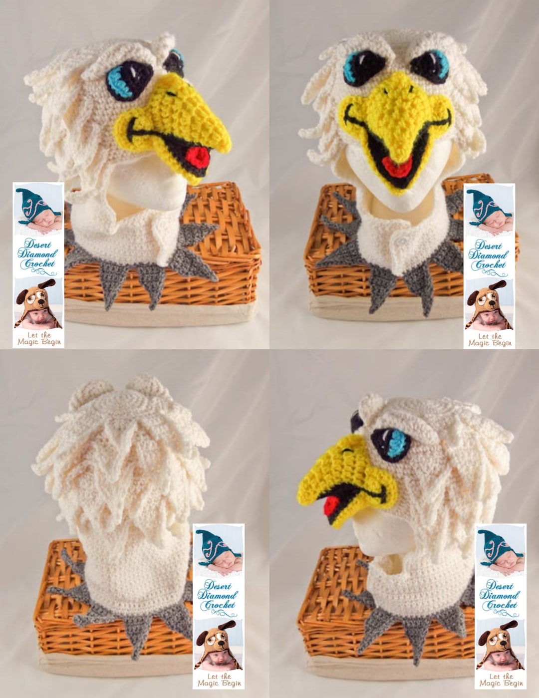 Crochet Pattern 096 - Swoop the Philadelphia Eagle Hat #2 - All Sizes ...