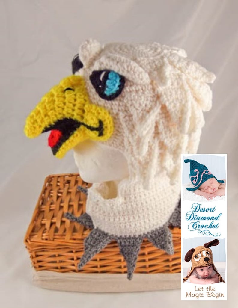 Crochet Pattern 096 - Swoop the Philadelphia Eagle Hat #2 - All Sizes ...