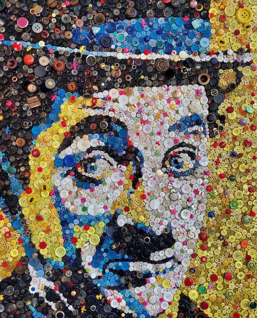 Charlie Chaplin Portrait, Large Vintage Handcrafted Artwork, Colorful ...