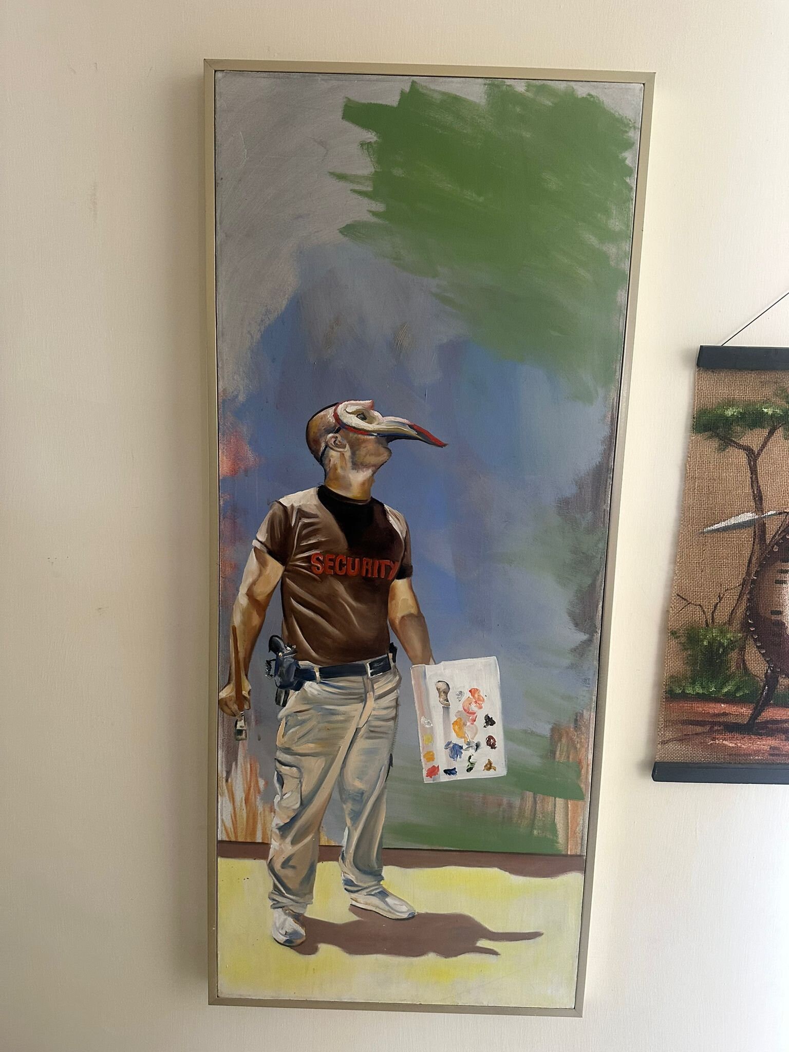 Original ART Signed Oil Painting on Canvas Framed Surreal Security ...