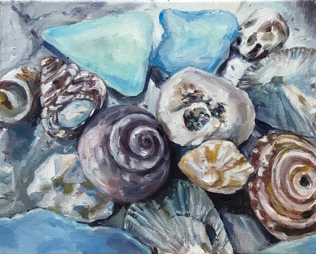 Greek Beach Glass Painting Sea Shells Painting Patmos Amorgos Greece ...