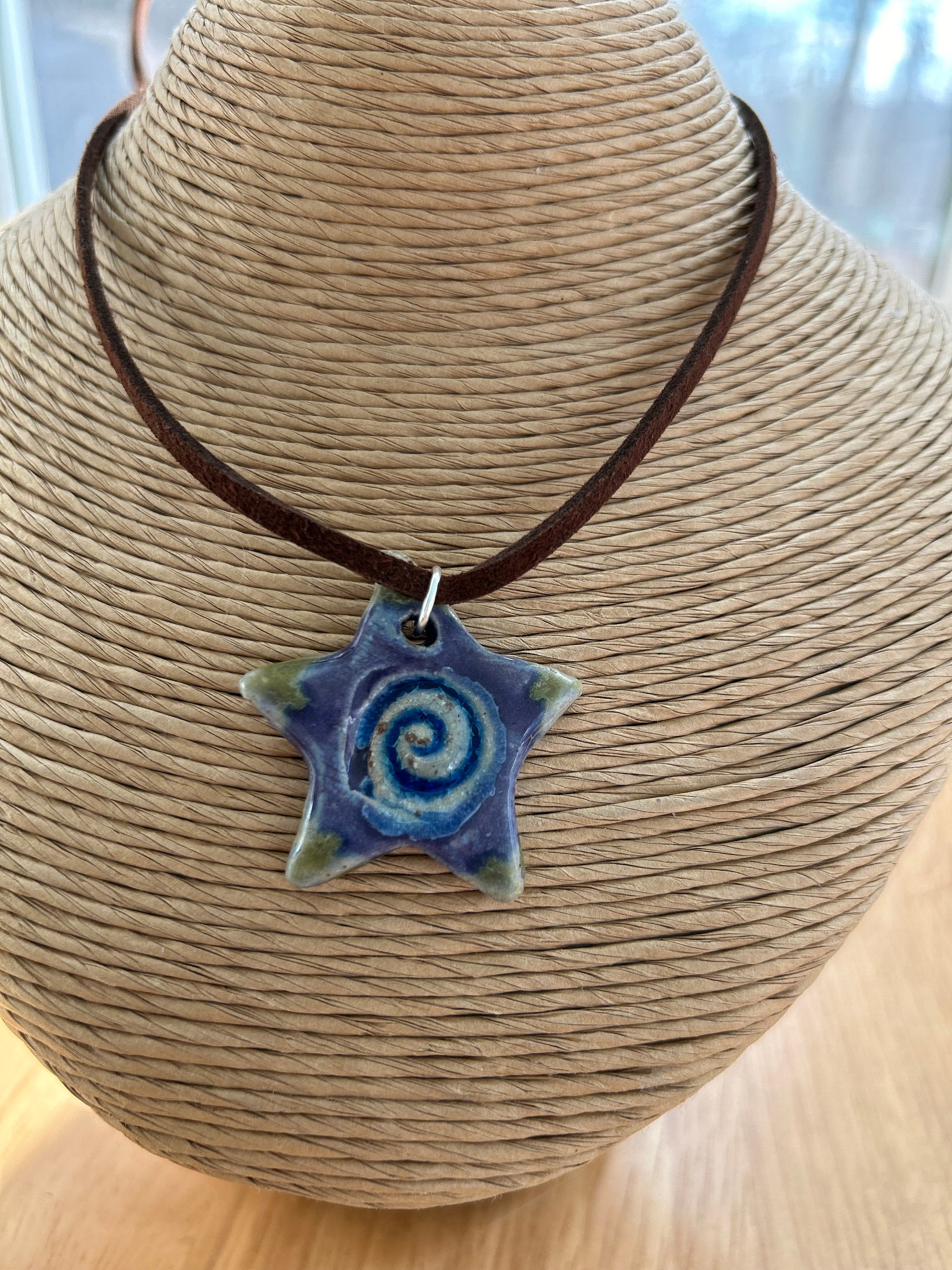 Glass Infused Pottery Star Necklace C4 - Etsy