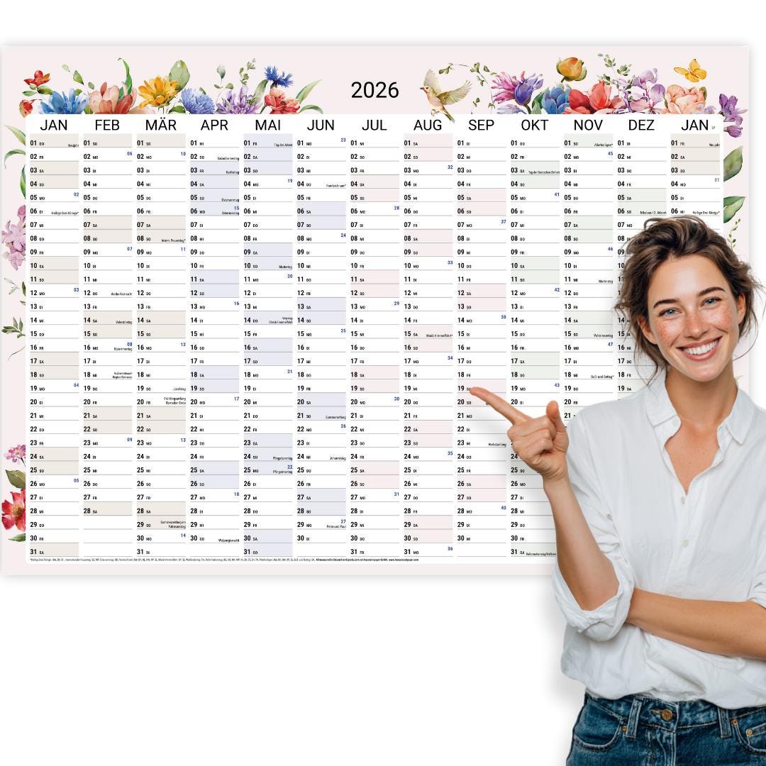 2026 A1 Wildflowers Wall Calendar | XXL Annual Planner Made of Fsc ...