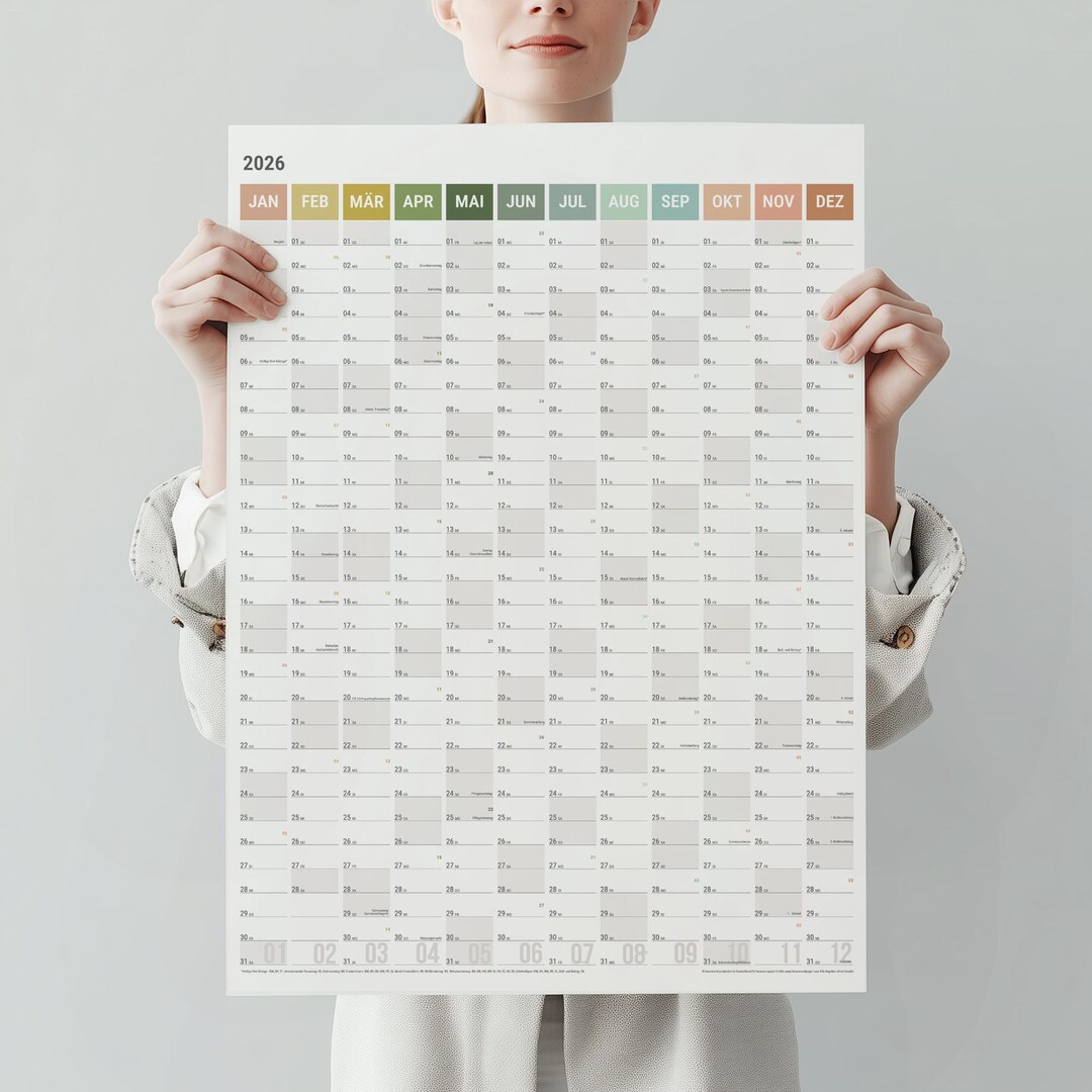 A2 Wall Calendar 2026 Natural Rolled Annual Calendar Portrait Format ...