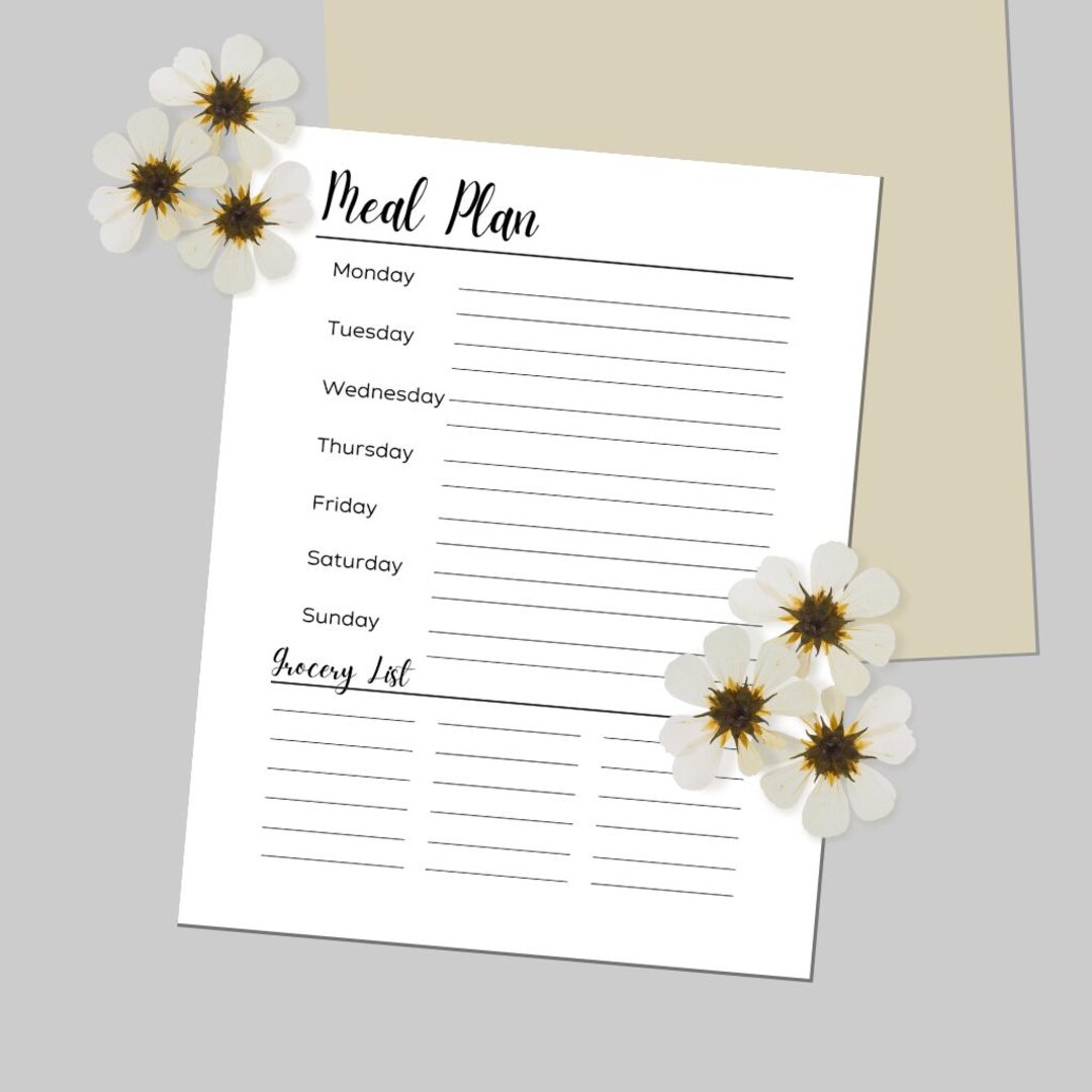 Weekly Meal Planner With Meal Ideas Printable PDF Download - Etsy
