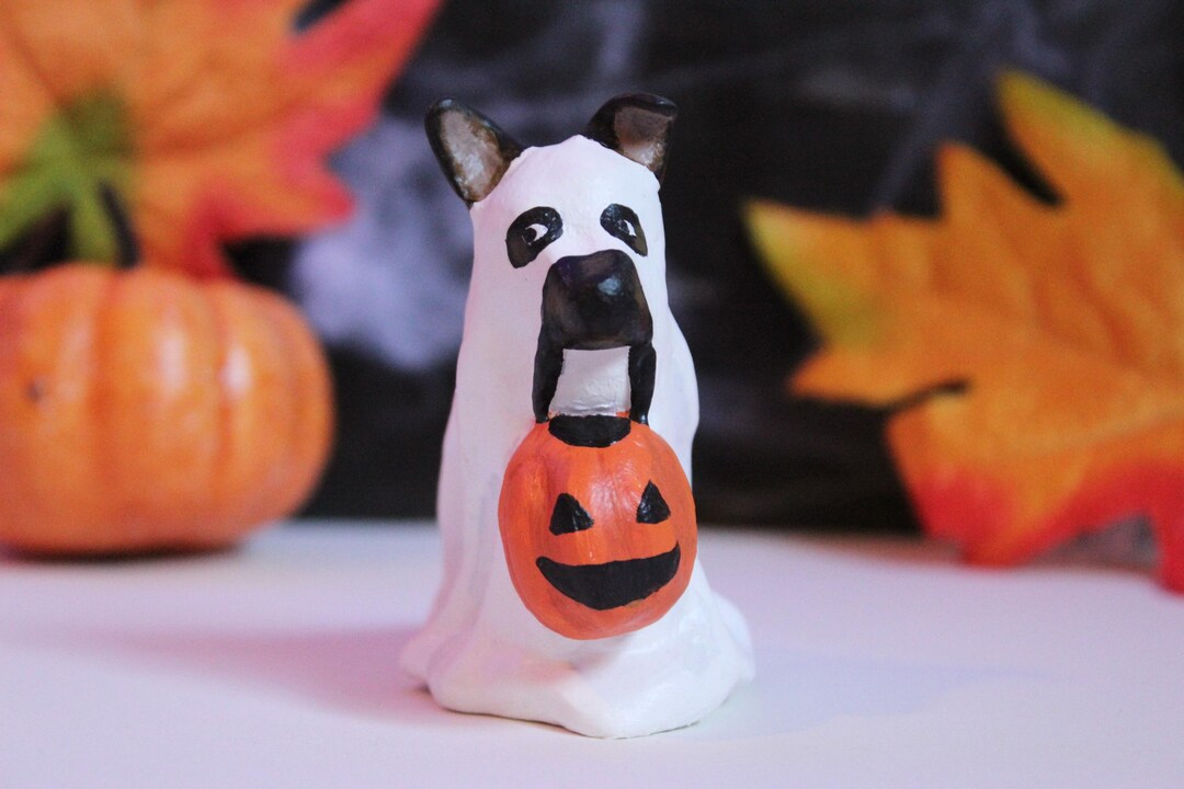 Clay German Shepherd Ghost Dog - Handmade Halloween Figurine - Etsy