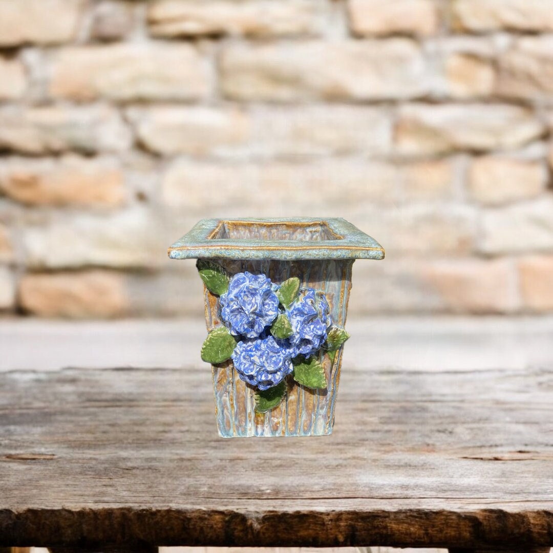 Hydrangea, Vase, Planter, Utensil Holder, Flowers, Ceramic, Pottery ...