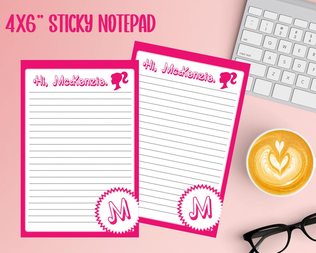 Personalized Post-it® Note Gift for Her, Pink Stationery for School ...