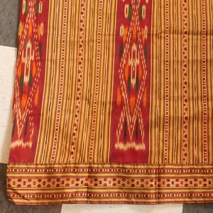 Vintage Ikat Silk Fabric for Tube Skirt "longyi" - Deep Red, Gold ...