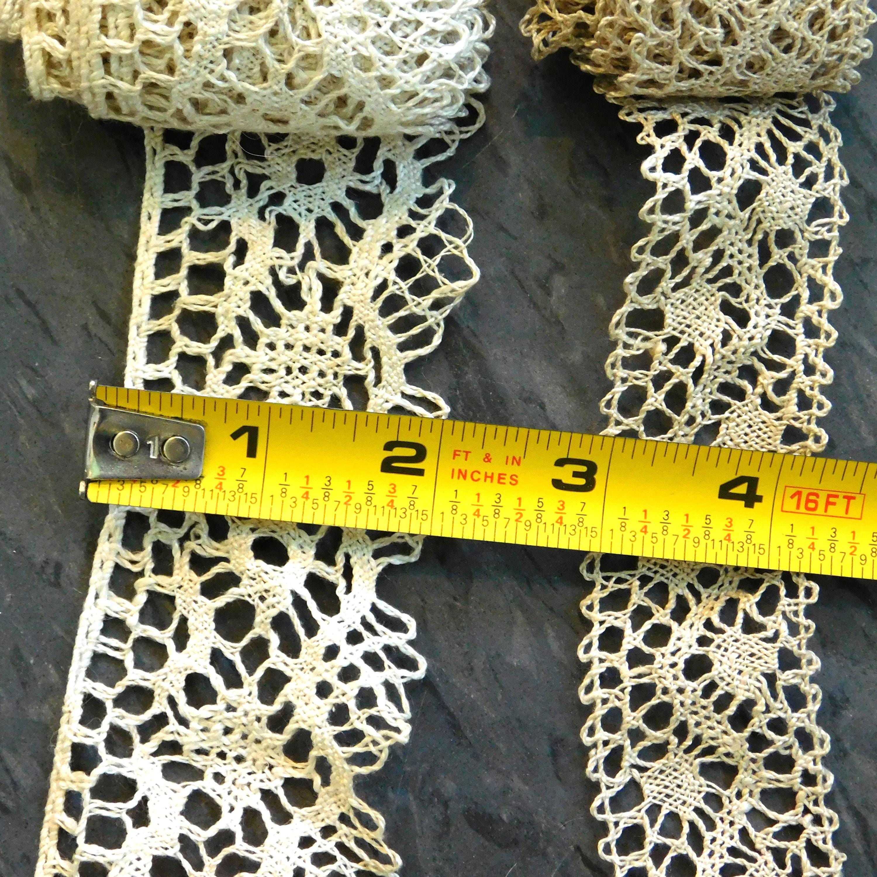 Vintage 2 Lengths of Crochet Lace Trim - Tiny Stitches - Ecru Off-white ...