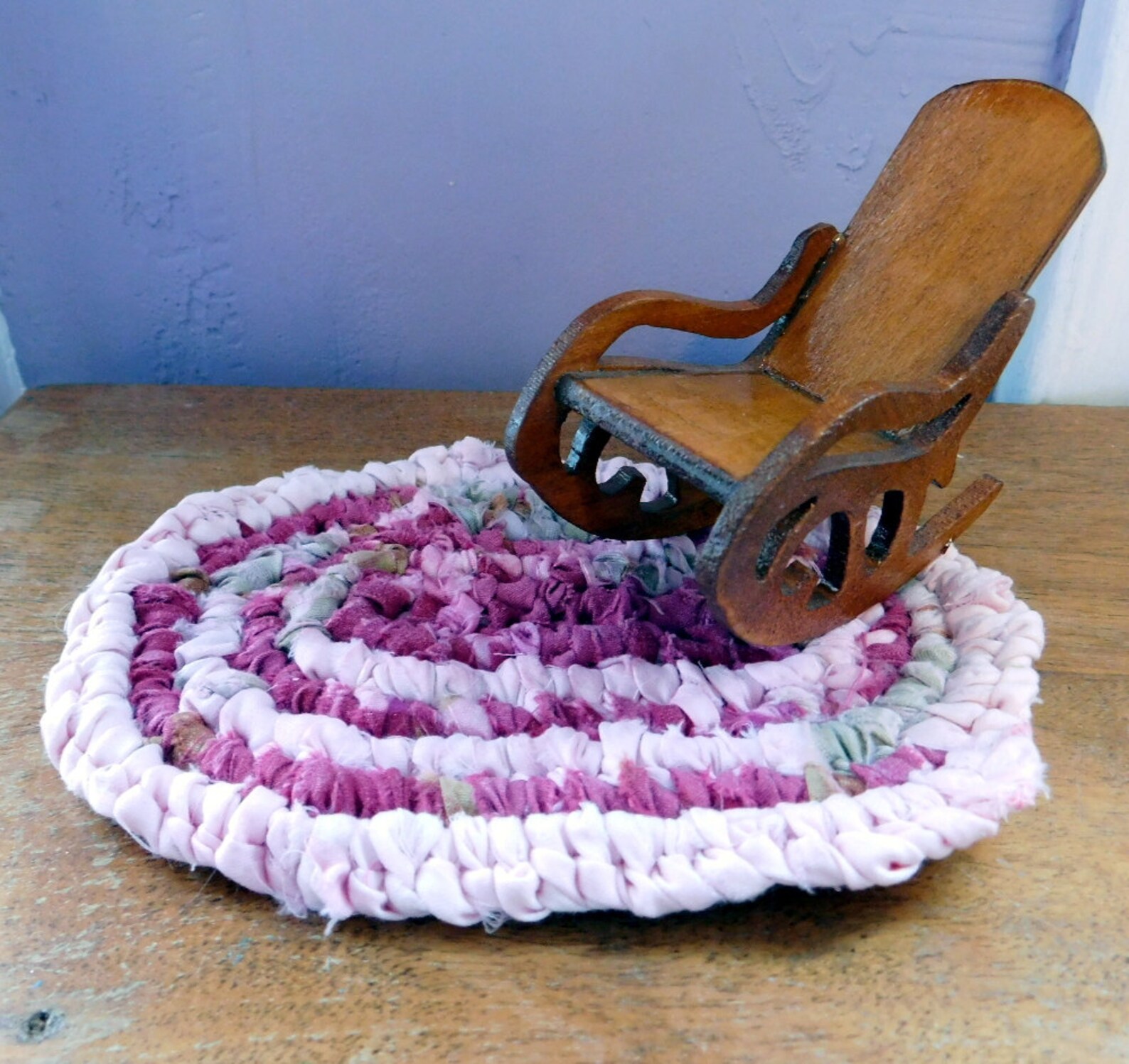 Handmade Miniature Amish Knot Toothbrush Rug - Dollhouse Rug Recycled ...