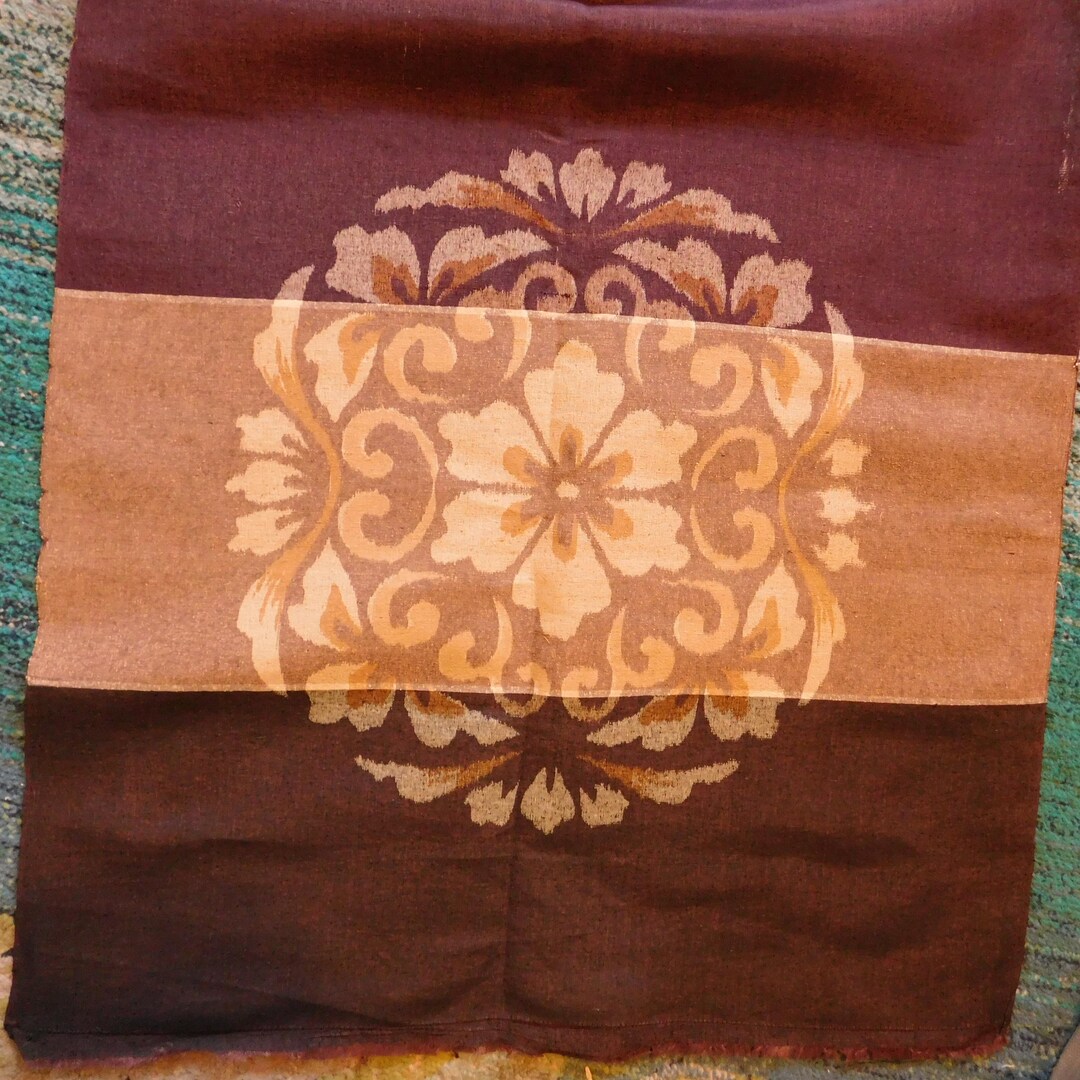 Vintage Amazing Hand-woven Fabric - Earth Tones - Floral Medallion ...