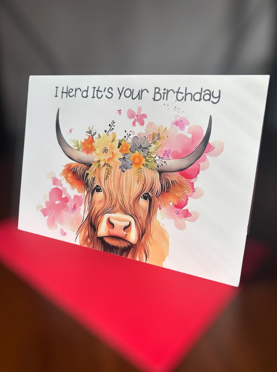 Highland Cow Birthday Card | I Herd It’s Your Birthday | Flowers | Cow ...