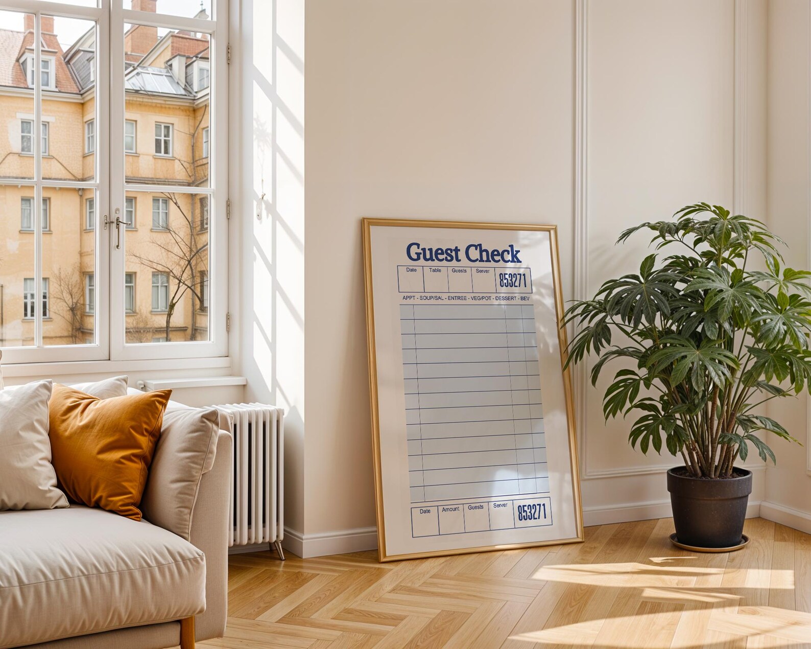 Blank Blue Guest Check Print, Customize Guest Check Poster, Preppy ...