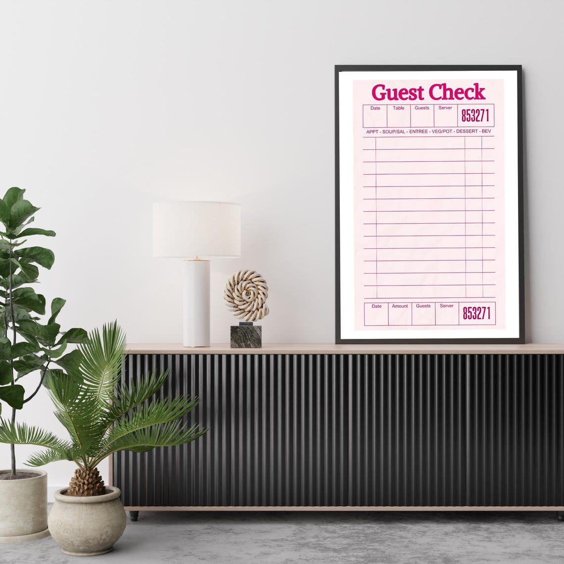 Blank Guest Check Art Print Empty Guest Check Receipt Trendy Wall Art ...