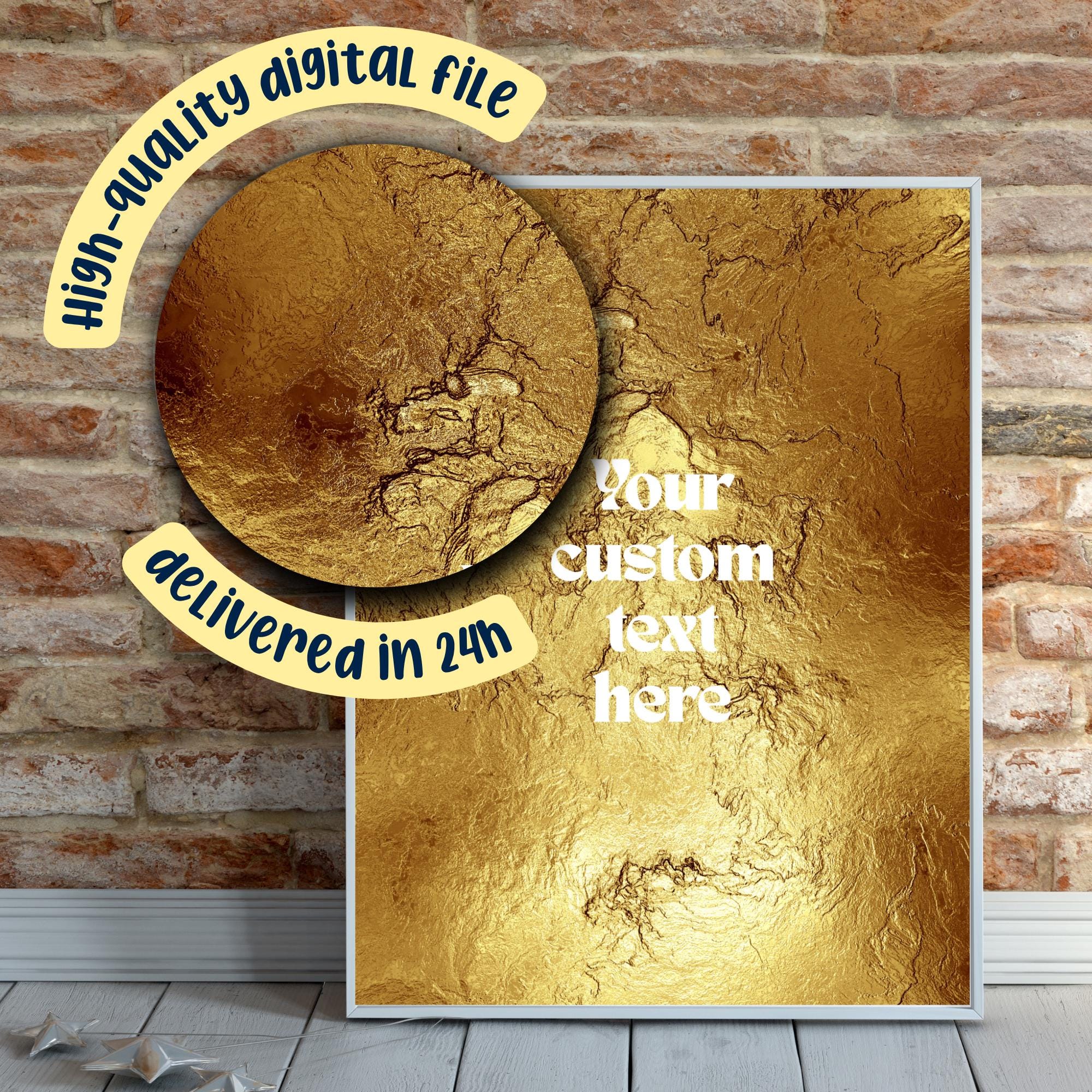 Custom Quote Metallic Gold Texture Poster, Elegant Reflective Abstract ...
