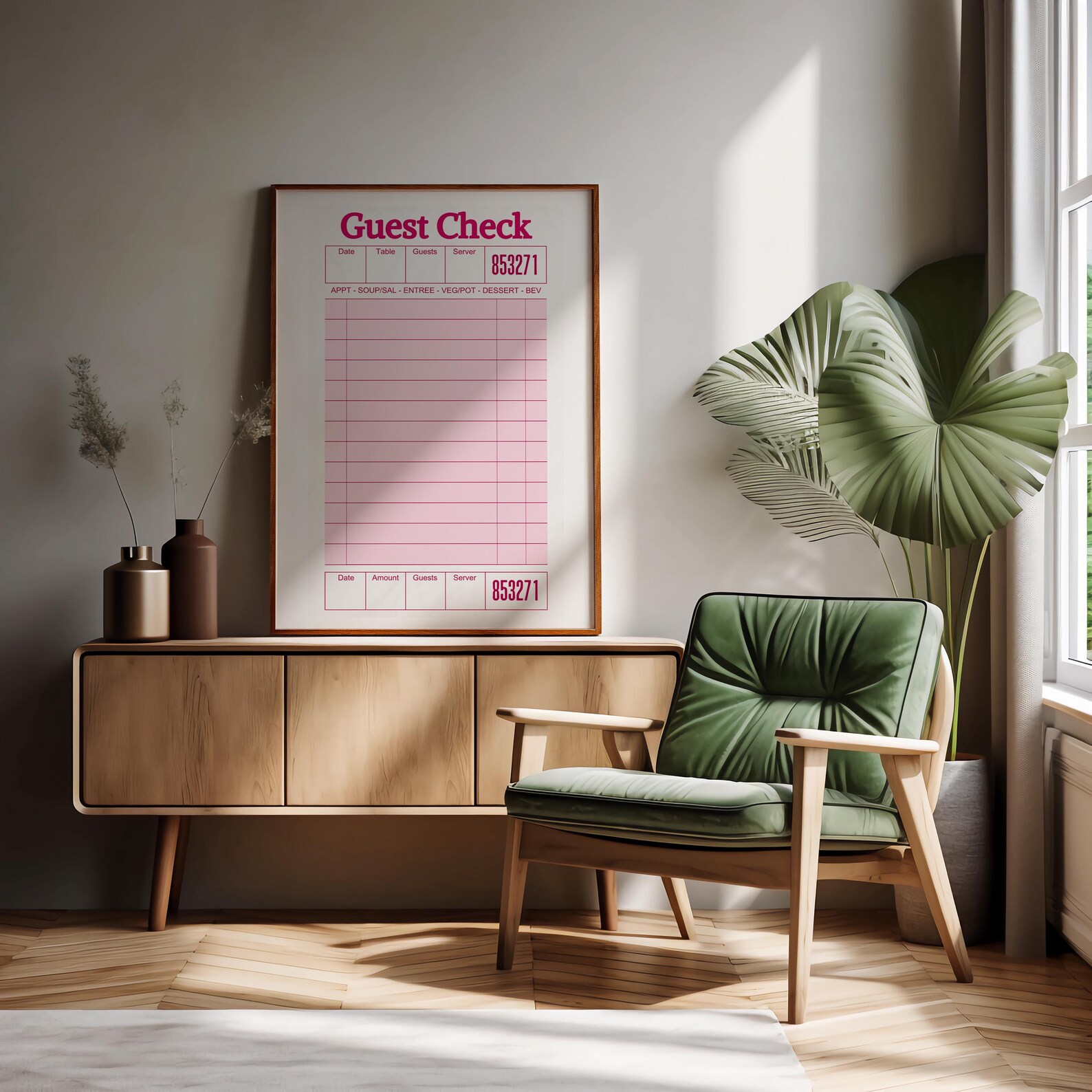 Blank Guest Check Art Print Empty Guest Check Receipt Trendy Wall Art ...