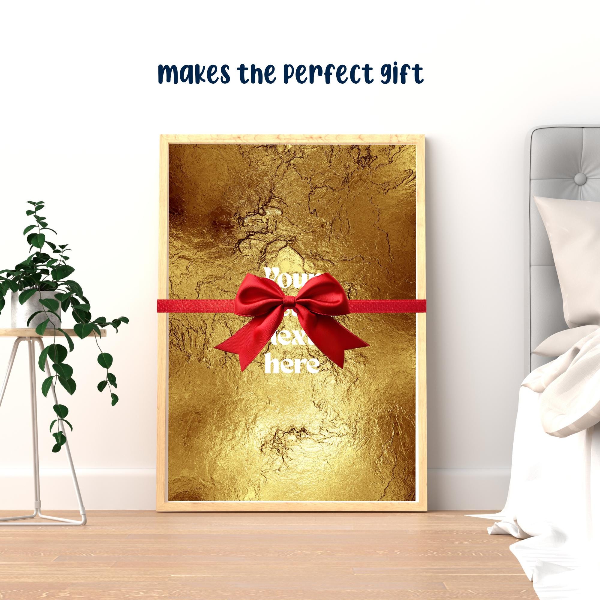 Custom Quote Metallic Gold Texture Poster, Elegant Reflective Abstract ...