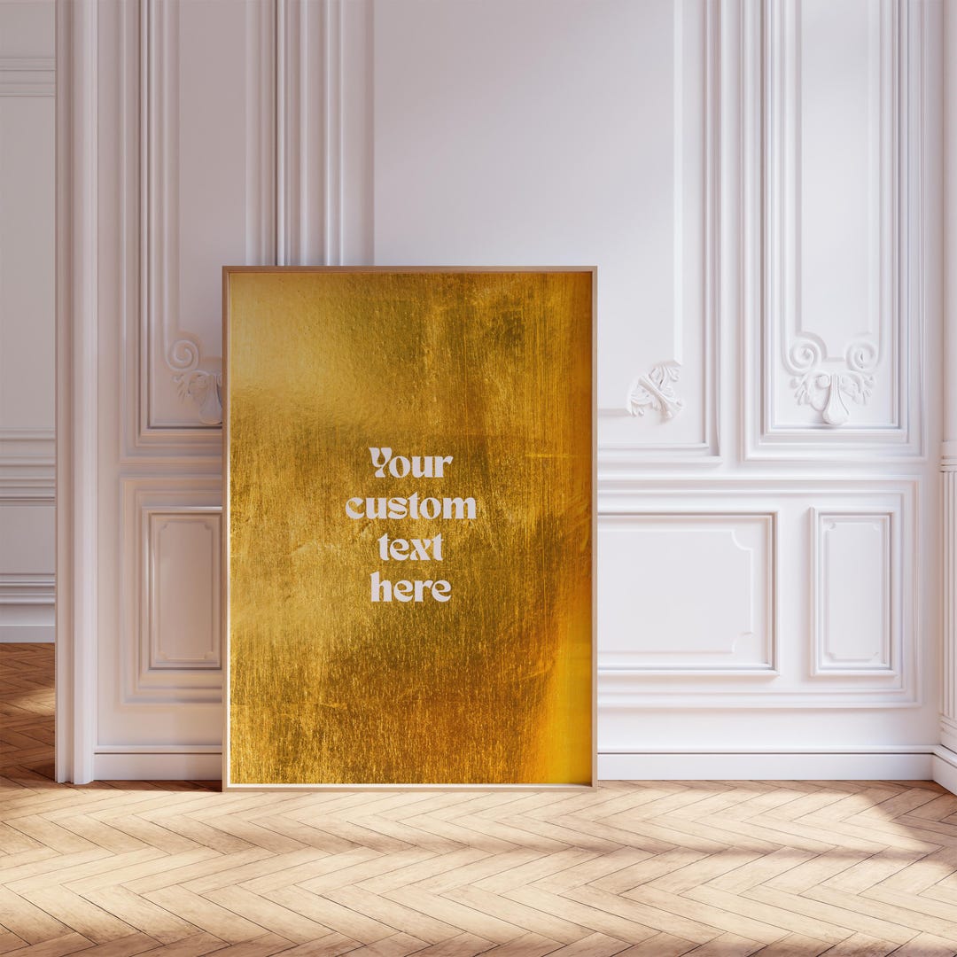 Personalised Quote Metallic Gold Poster, Elegant Reflective Abstract ...