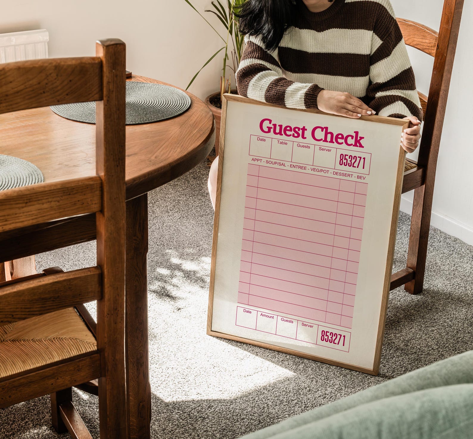 Blank Guest Check Art Print Empty Guest Check Receipt Trendy Wall Art ...