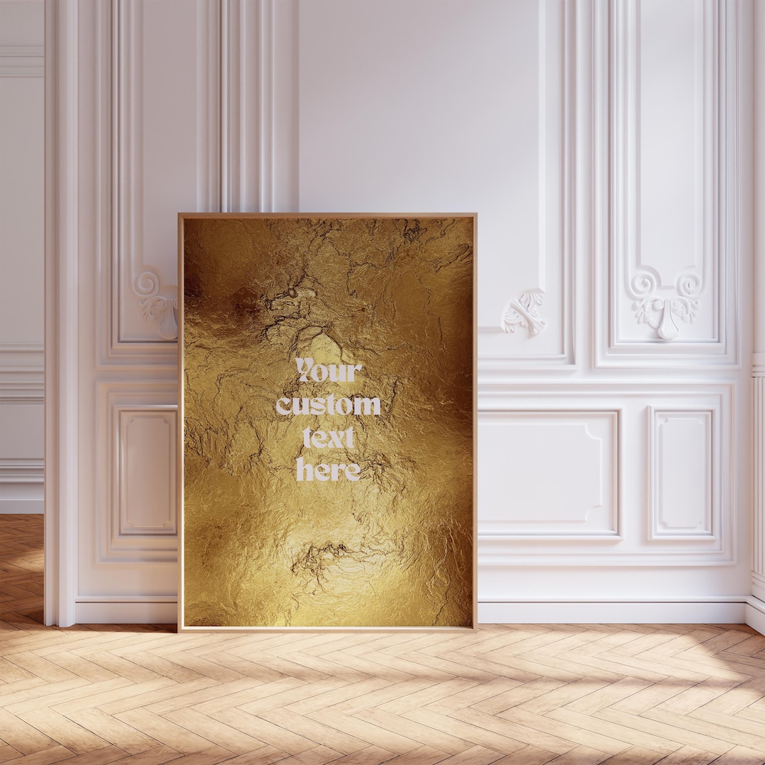 Custom Quote Metallic Gold Texture Poster, Elegant Reflective Abstract ...
