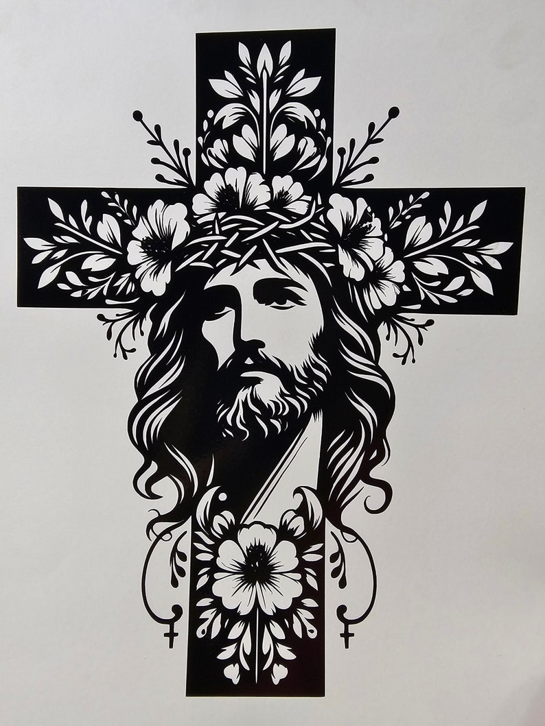 Jesus Decal, Cross Wall Art Decal Sticker, Removable Vinyl Decal, God ...