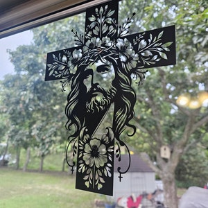 Jesus Decal, Cross Wall Art Decal Sticker, Removable Vinyl Decal, God ...