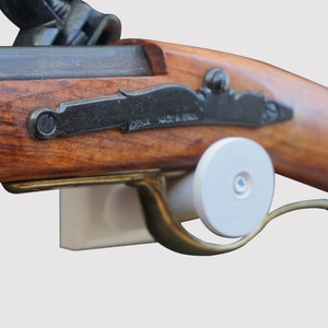 Horizontal Wall Mount for a Musket Rifle With A Security Bracket, White ...