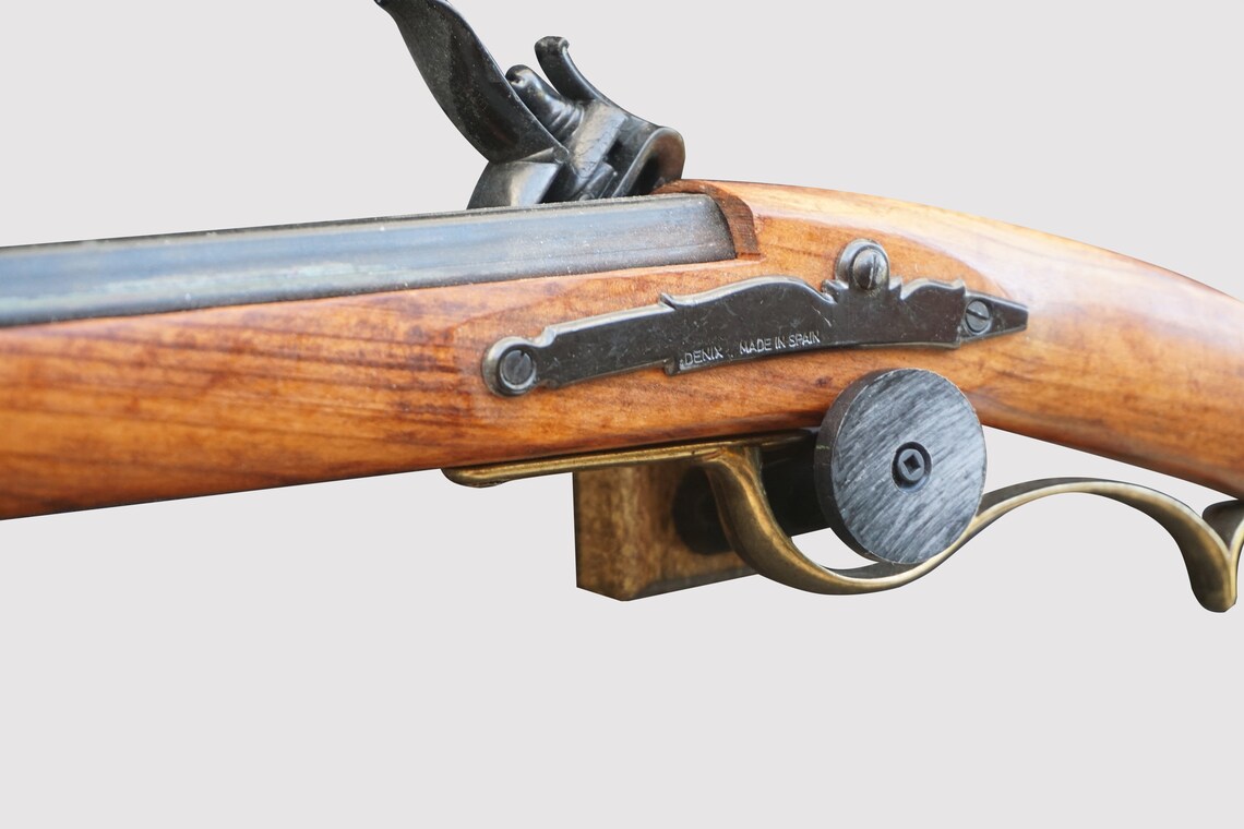 Horizontal Wall Mount for a Musket Rifle With A Security Bracket, Aged ...