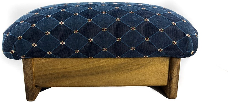 Padded Foot Stool, 7" Tall, Luxury Fabrics Rhapsody in Blue- Maple ...